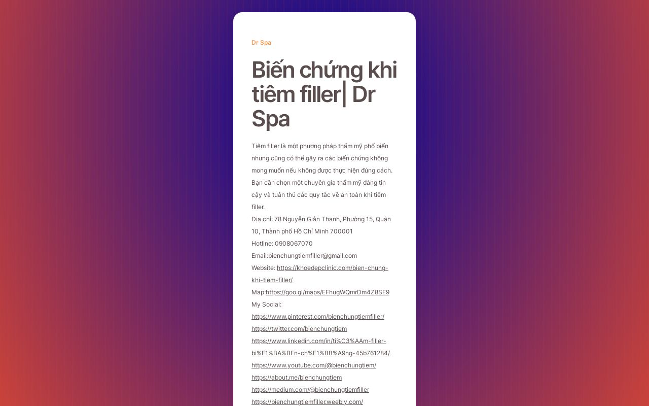Biến chứng khi tiêm filler| Dr Spa